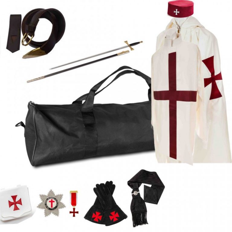 Knights Templar Black Leather Gauntlets - Regalia Store UK