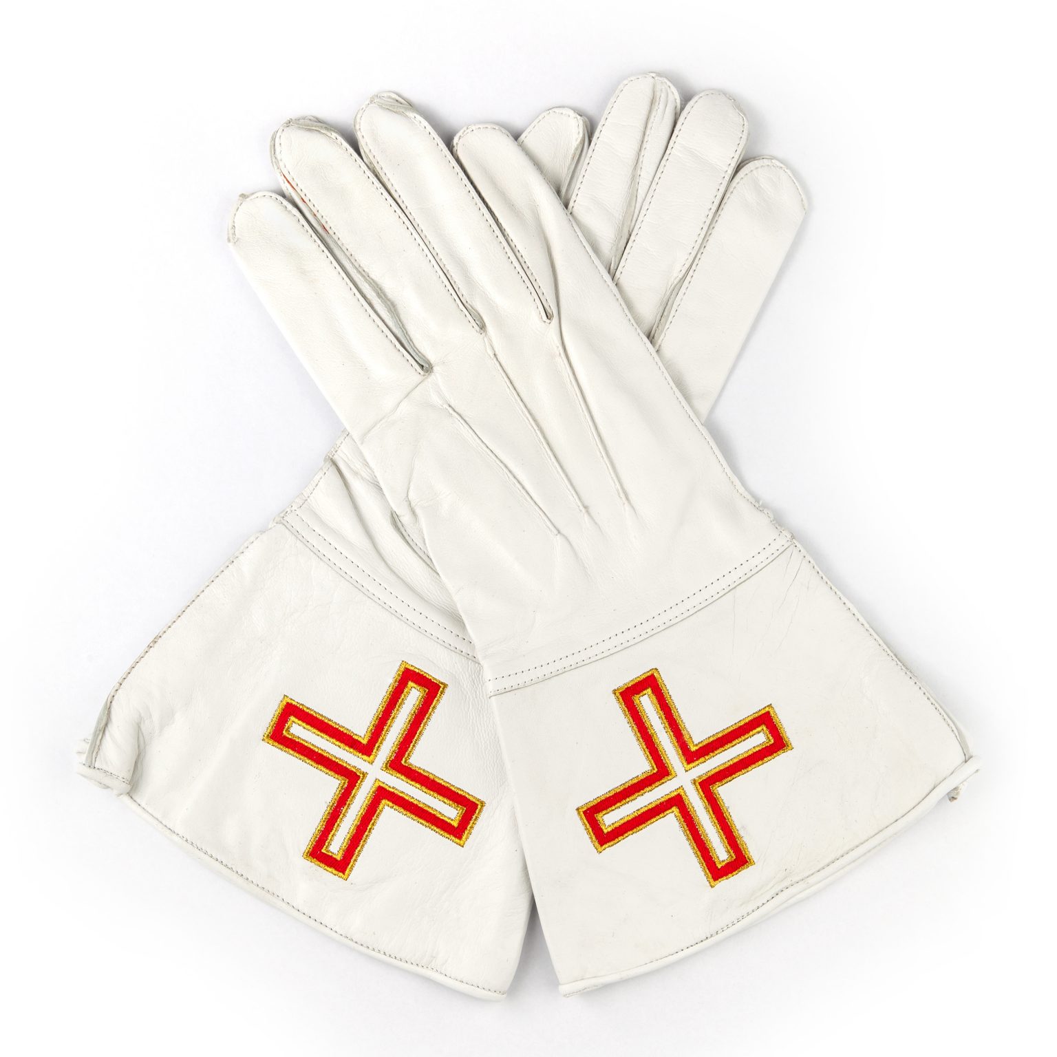 Knights Templar Black Leather Gauntlets - Regalia Store UK